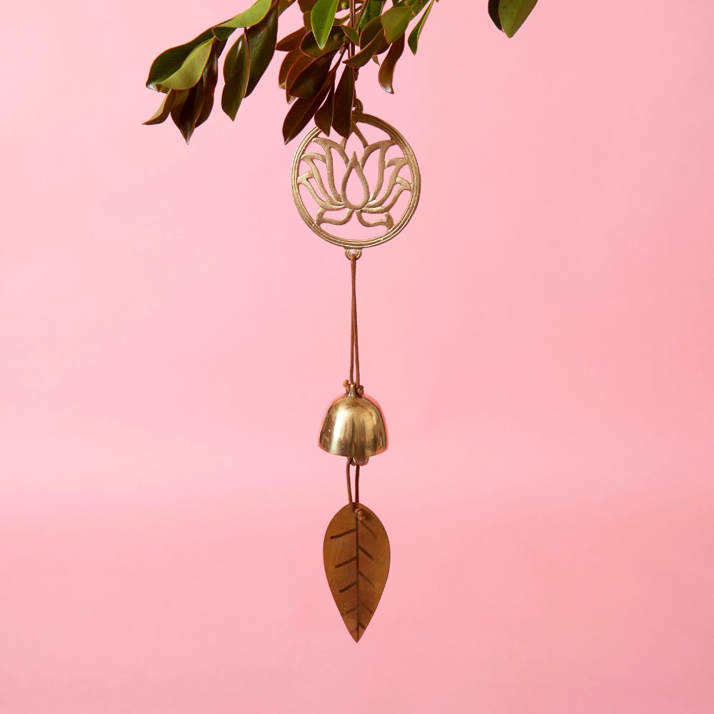 Small Lotus Brass Metal Hanging Wind Chime – Artisan Variety